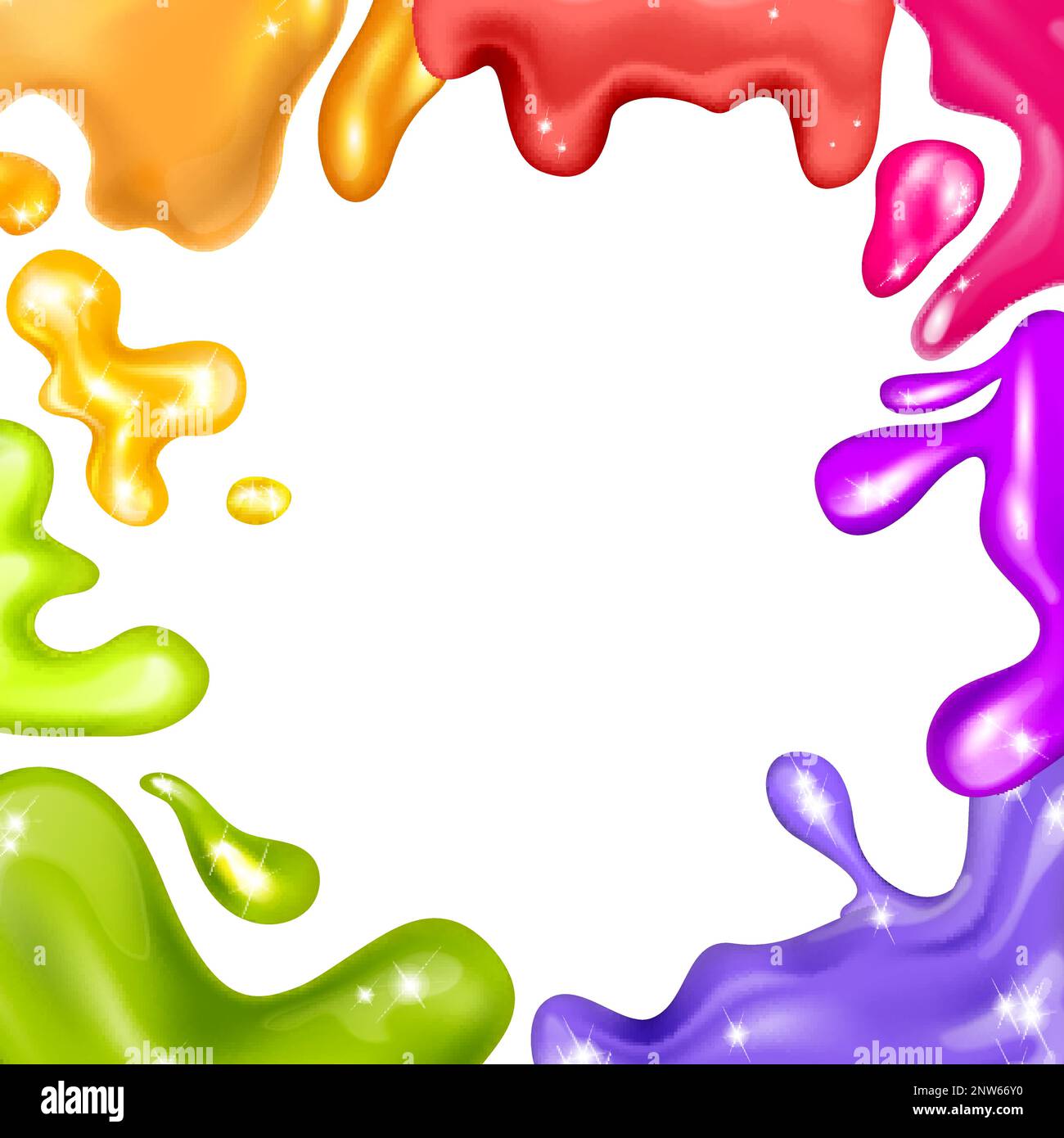 Realistic glitter slime frame composition with empty background space ...