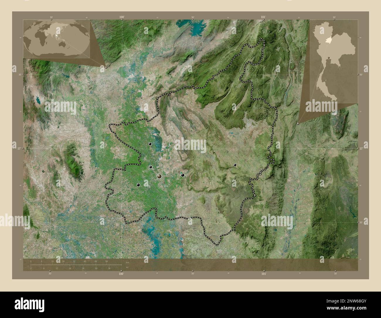Phitsanulok, province of Thailand. High resolution satellite map ...