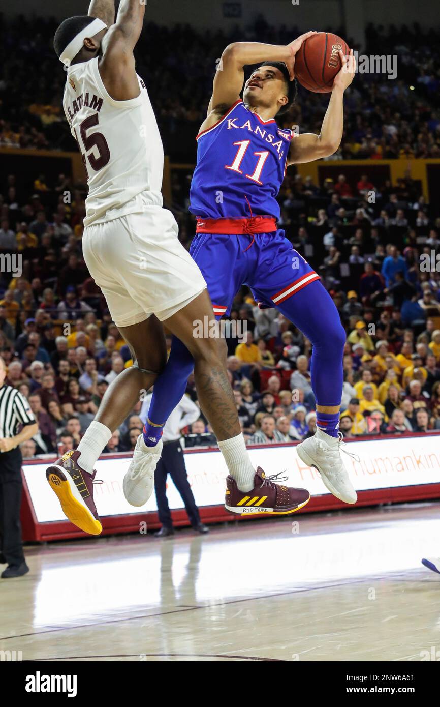 TEMPE, AZ - DECEMBER 22: Kansas Jayhawks guard Devon Dotson (11) goes ...