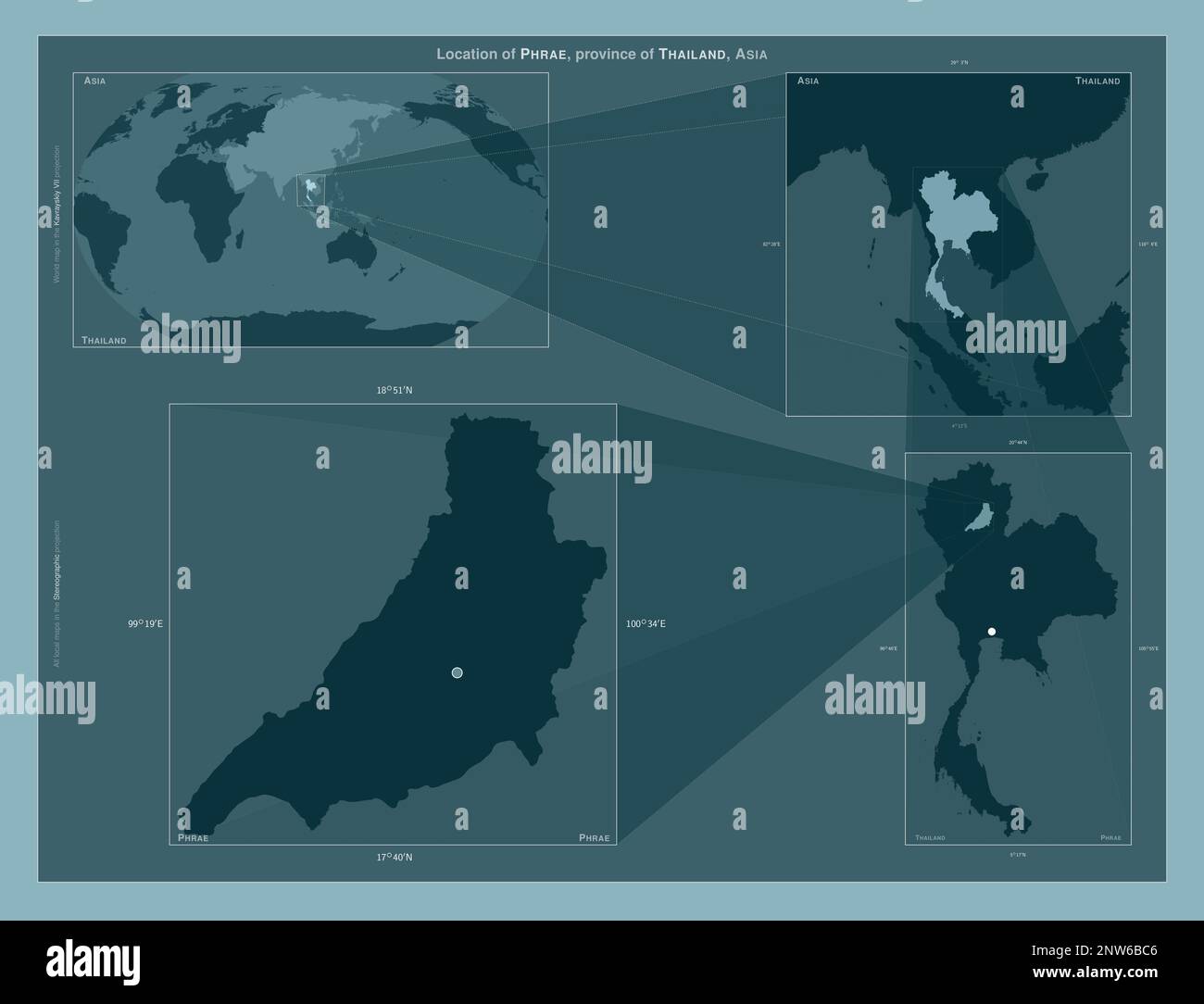 Phrae, province of Thailand. Diagram showing the location of the region ...