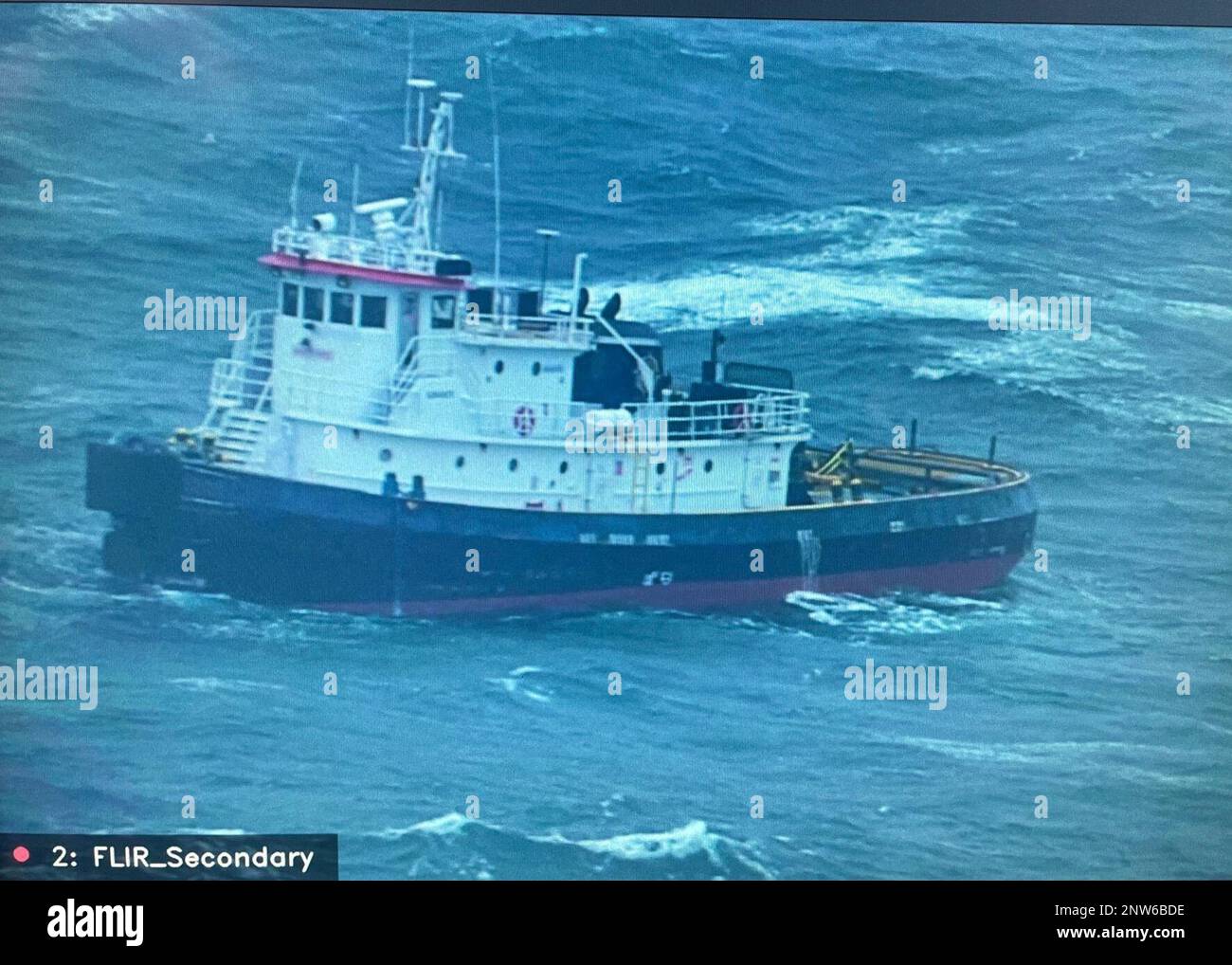 A disabled tug and barge are shown 30 miles offshore from Ocean City ...
