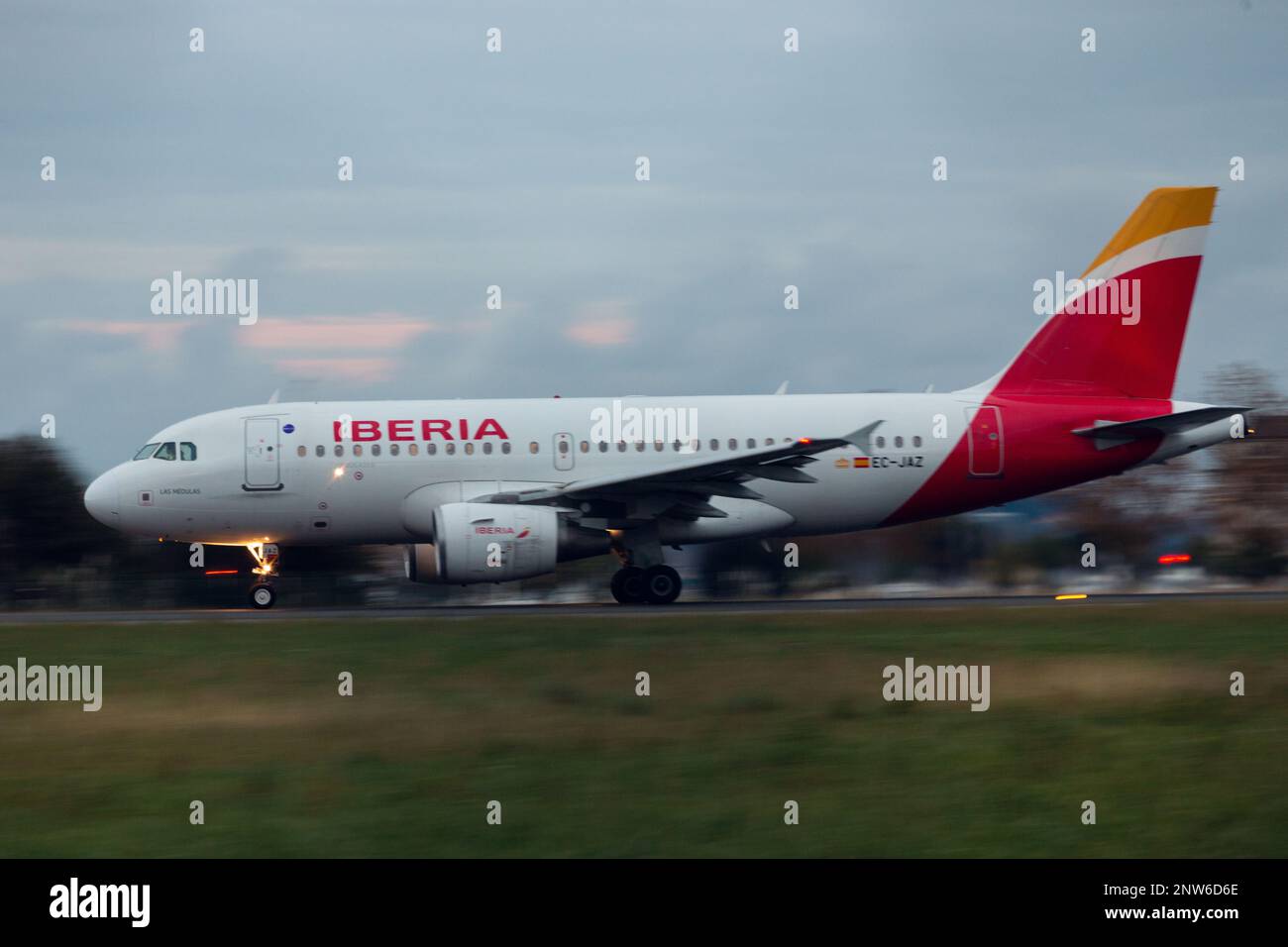 Santander, Spain - December 6, 2022: An Airbus A319 plane of the Iberia ...