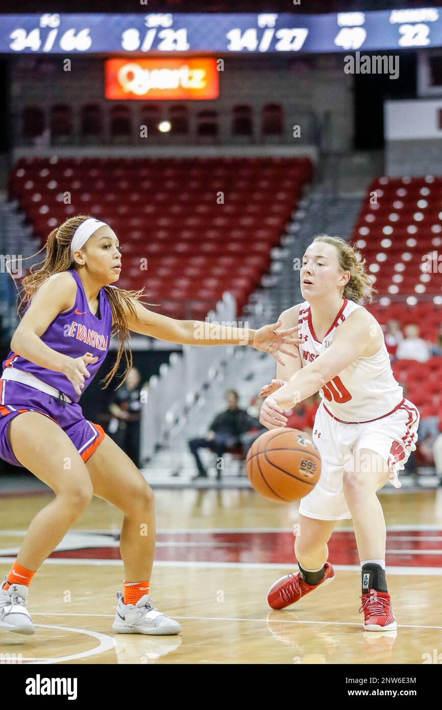 MADISON, WI - DECEMBER 21: Wisconsin forward Kara Crowley (30) passes ...