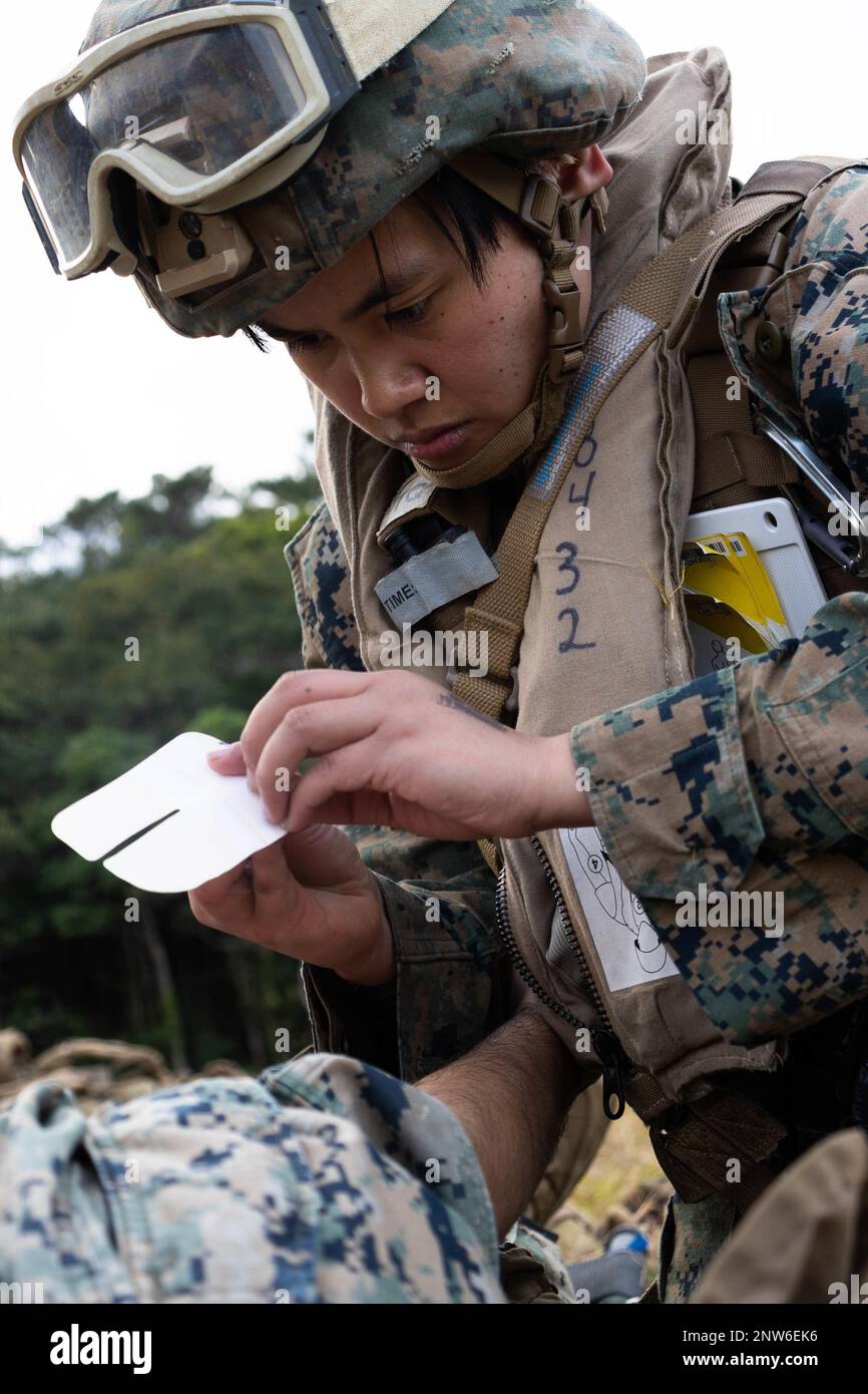 U.S. Navy hospital corpsman 2nd class Joelle Eusebio with the command ...