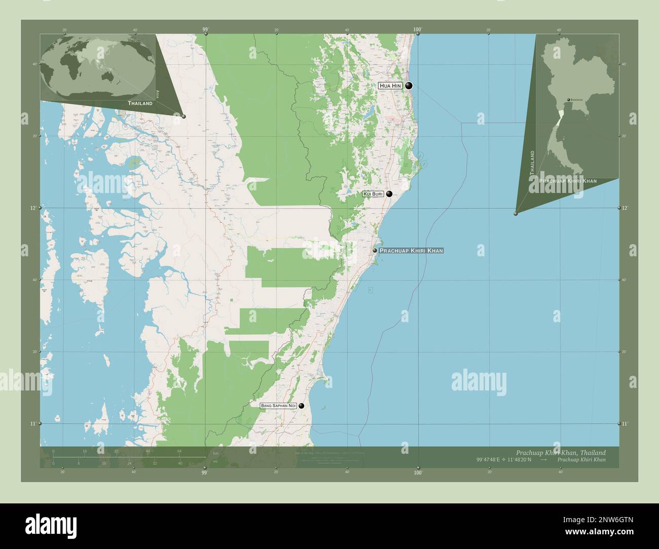 Prachuap Khiri Khan, province of Thailand. Open Street Map. Locations ...