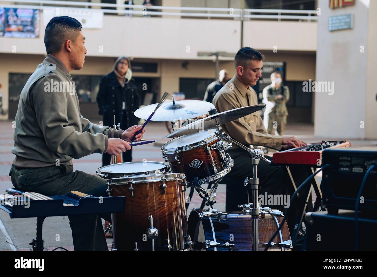 U.S. Marine Corps Lance Cpl. Lin Yu Chien, left, and Cpl. Jacob ...