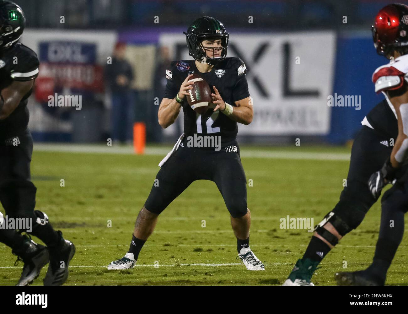 Ohio Bobcats quarterback Nathan Rourke (12) during the DXL Frisco Bowl ...