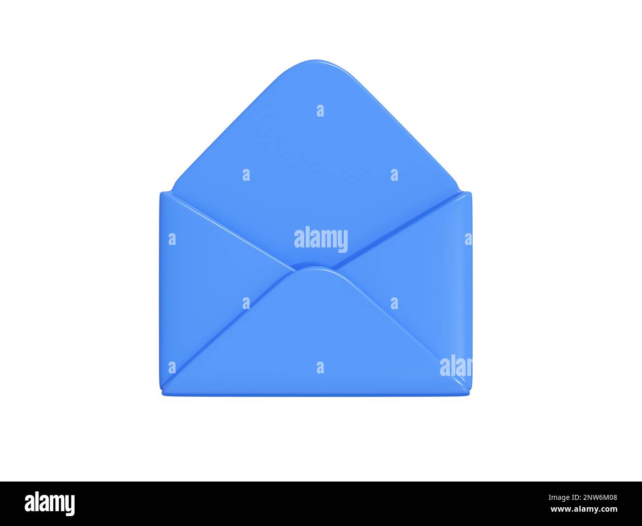 Open letter 3d render - blue paper envelope for sending newsletter or ...