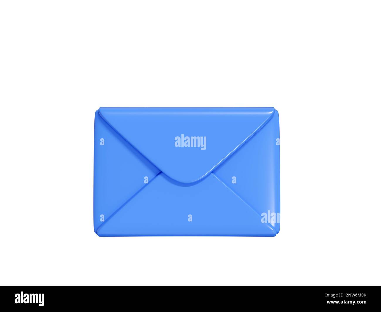 Closed letter 3d render - blue paper envelope for sending newsletter or ...
