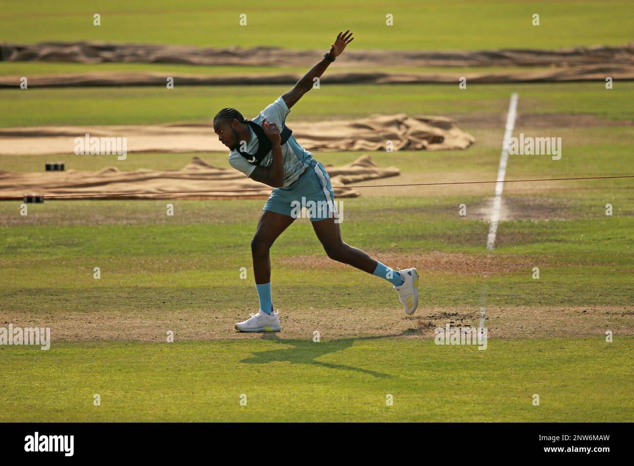 England fast bowler Jofra Chioke Archer during the practice at Sher-e ...