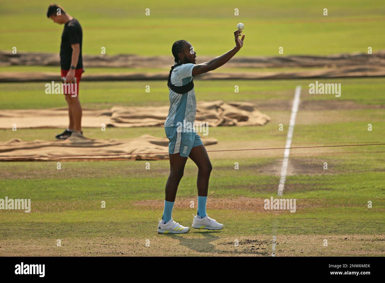 England fast bowler Jofra Chioke Archer during the practice at Sher-e ...