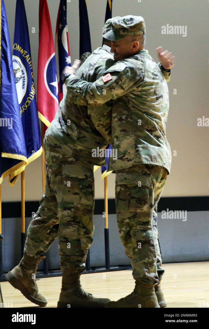 Colonel Ronald Iammartino, Commander, 2d Theater Signal Brigade, and Command Sgt. Maj. Lonnie R ...