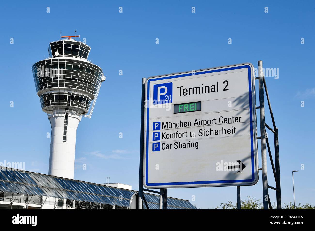 Sign, Parking, parking garage, Tower, Munich Airport, Airport, Freising ...