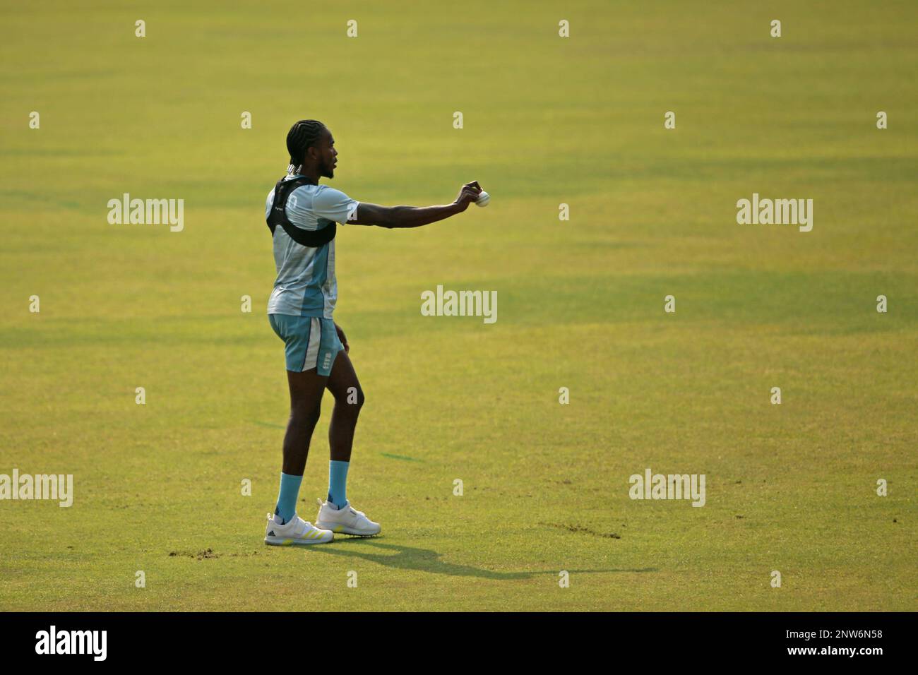 England fast bowler Jofra Chioke Archer during the practice at Sher-e ...