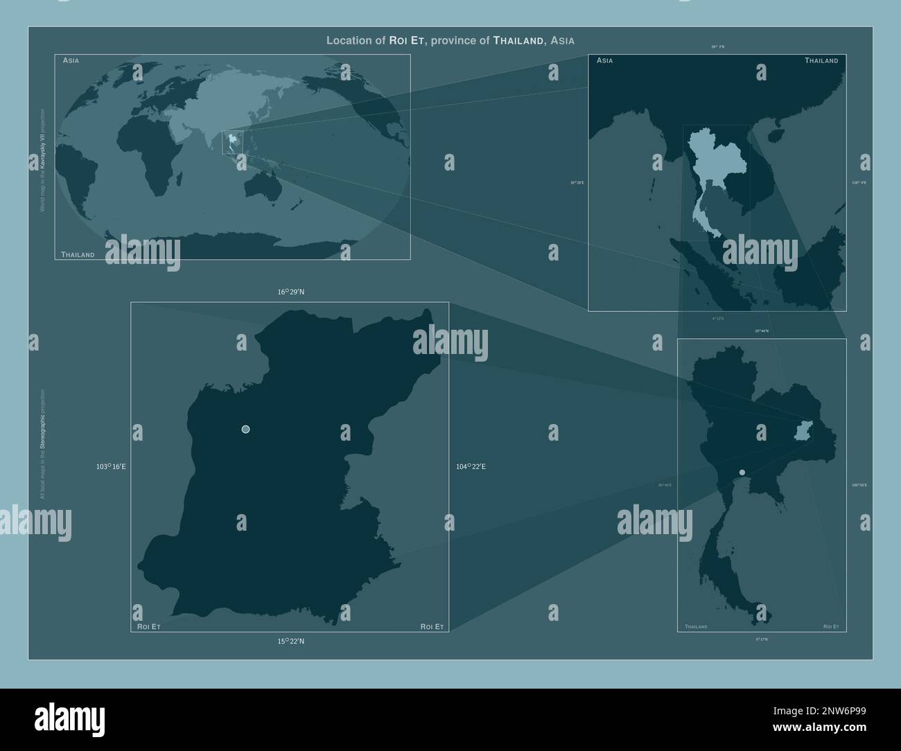 Roi Et, province of Thailand. Diagram showing the location of the ...