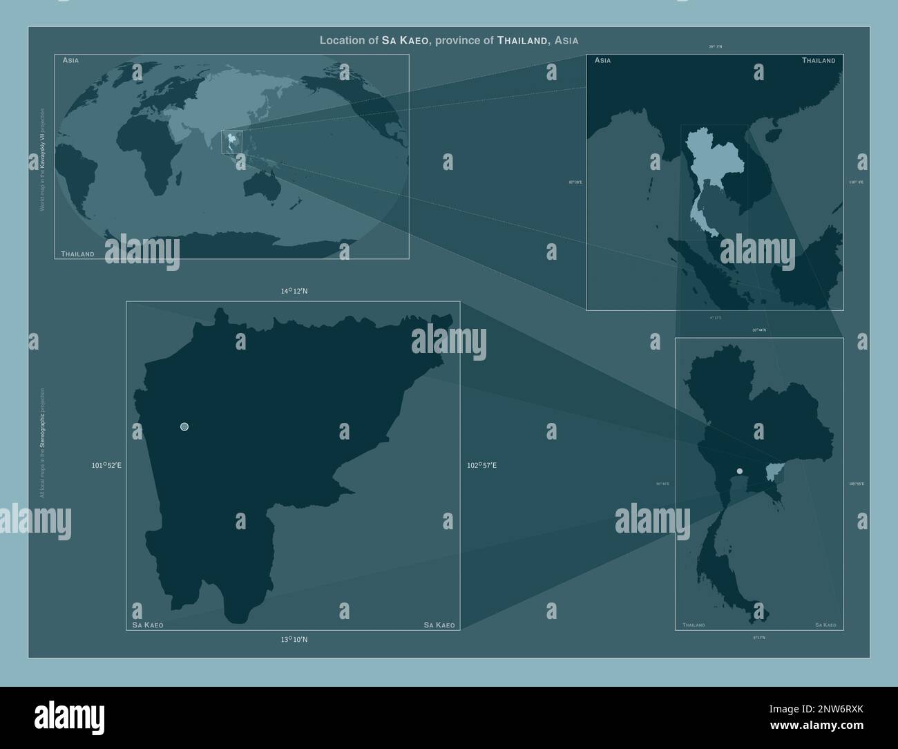 Sa Kaeo, province of Thailand. Diagram showing the location of the ...