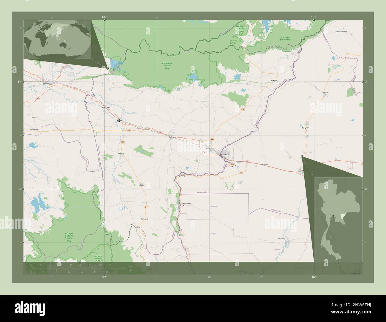 Sa Kaeo, province of Thailand. Open Street Map. Corner auxiliary ...