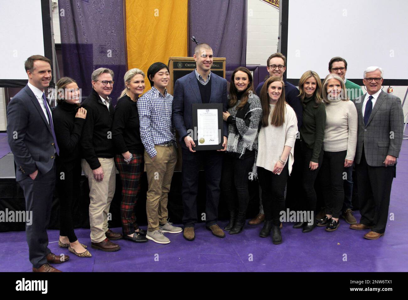 Minnesota Twins' Joe Mauer poses for a photo at his alma mater Cretin ...
