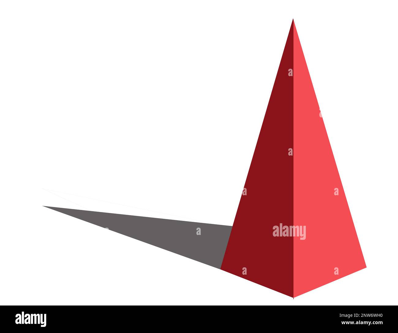 A steep red pyramid casts a long shadow in this graphic resource in a 3 ...