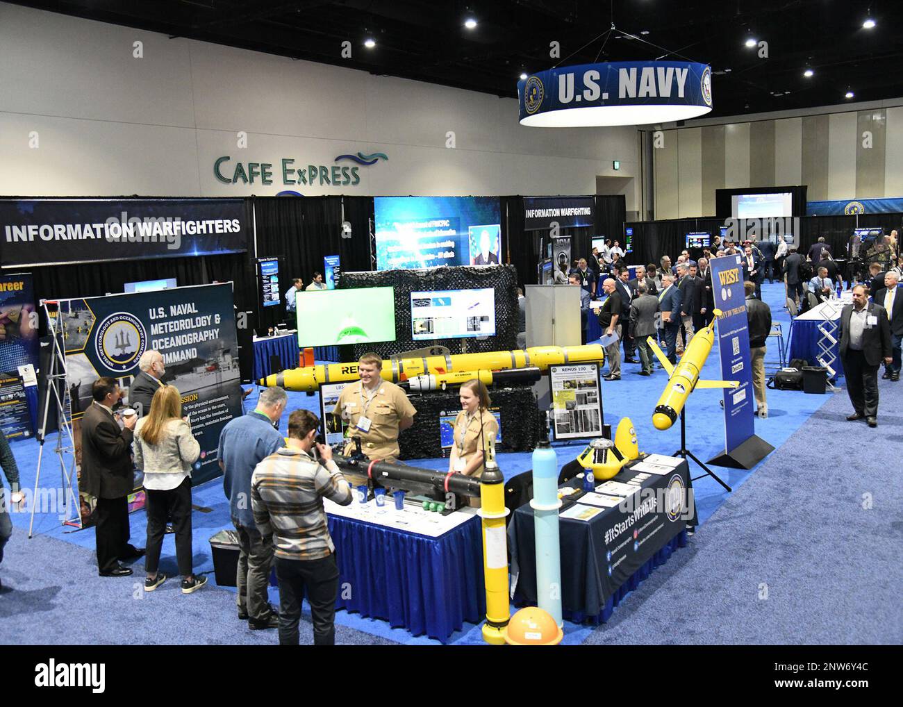Visitors at the Navy Information Warfare Pavilion during the WEST 2023 ...