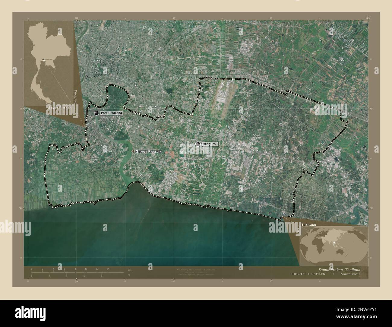 Samut Prakan, province of Thailand. High resolution satellite map ...
