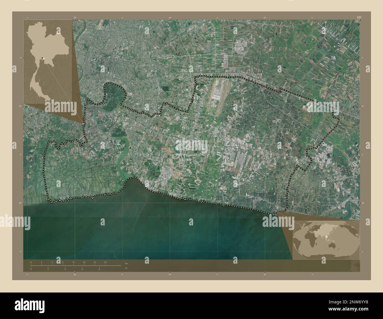 Samut Prakan, province of Thailand. High resolution satellite map ...