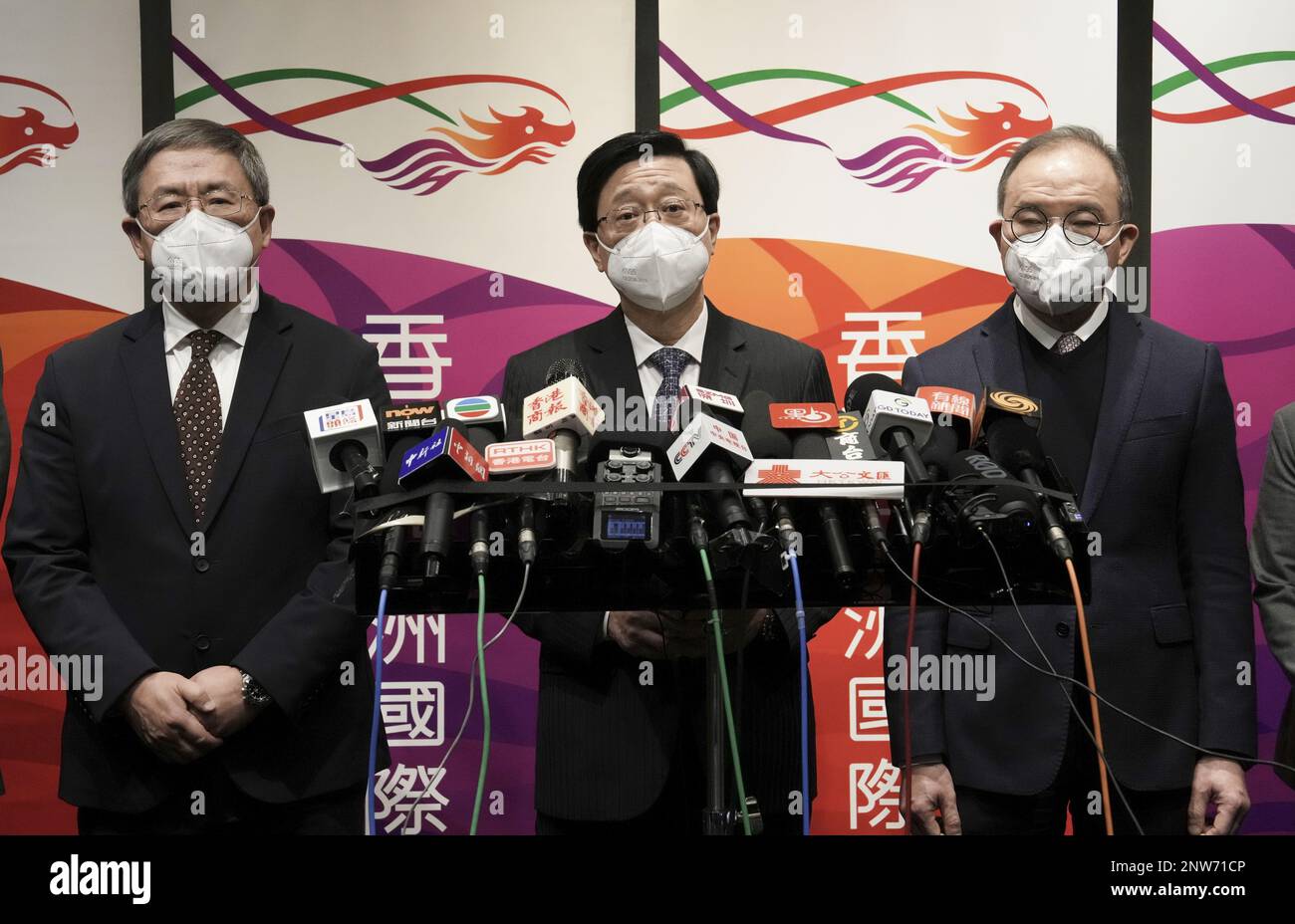 Chief Executive John Lee Ka-chiu and government officials meet the ...