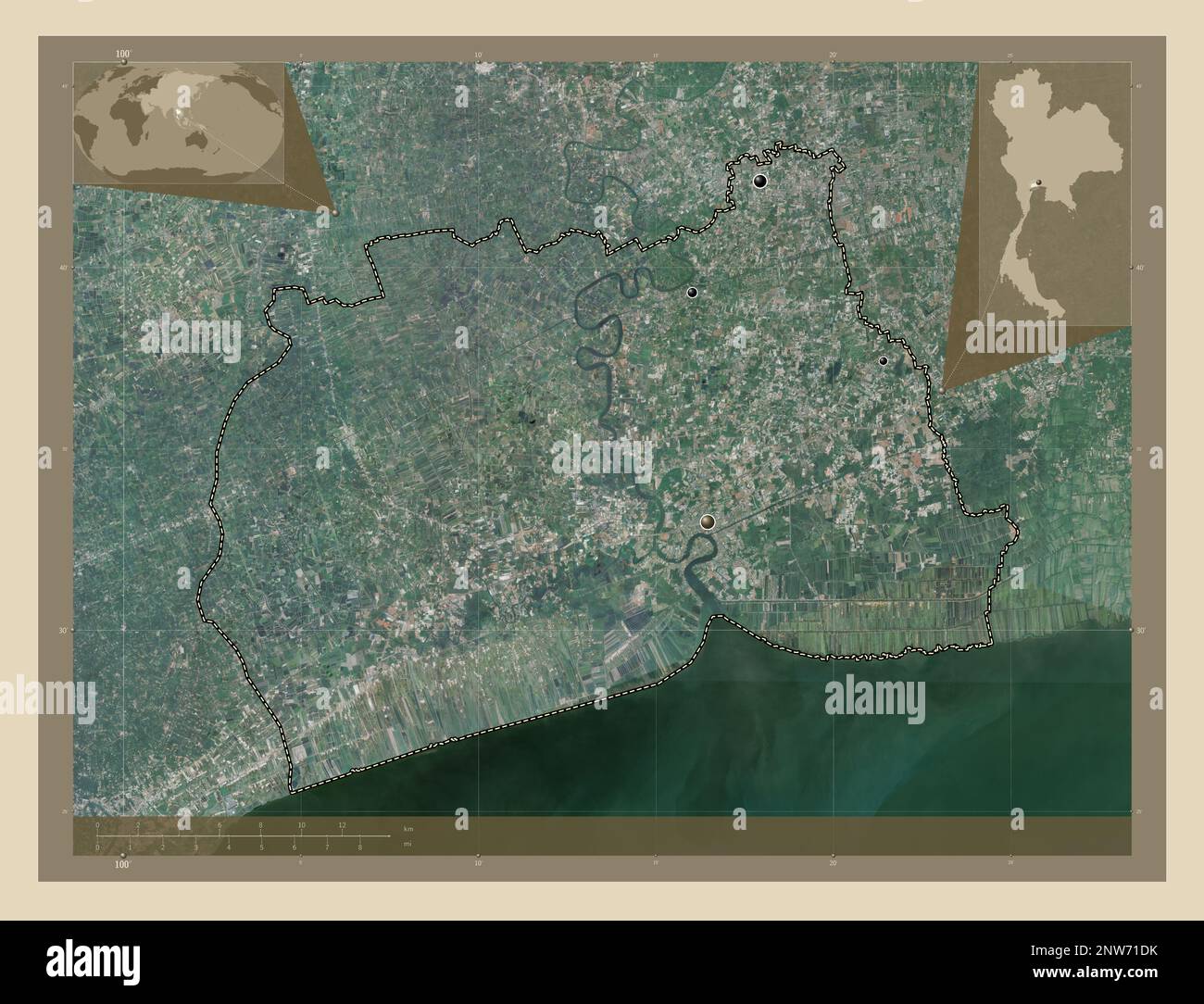 Samut Sakhon, province of Thailand. High resolution satellite map ...