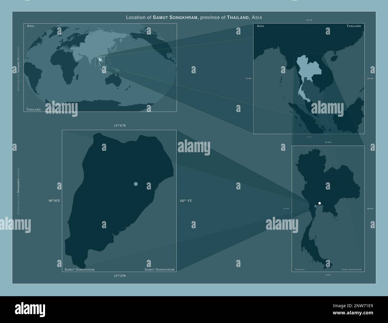 Samut Songkhram, province of Thailand. Diagram showing the location of ...