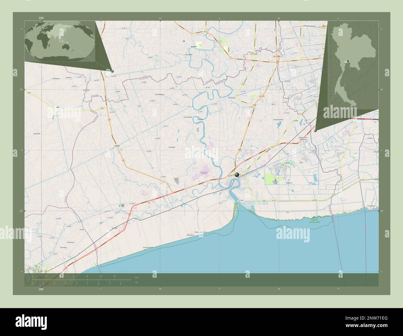 Samut Sakhon, province of Thailand. Open Street Map. Corner auxiliary ...