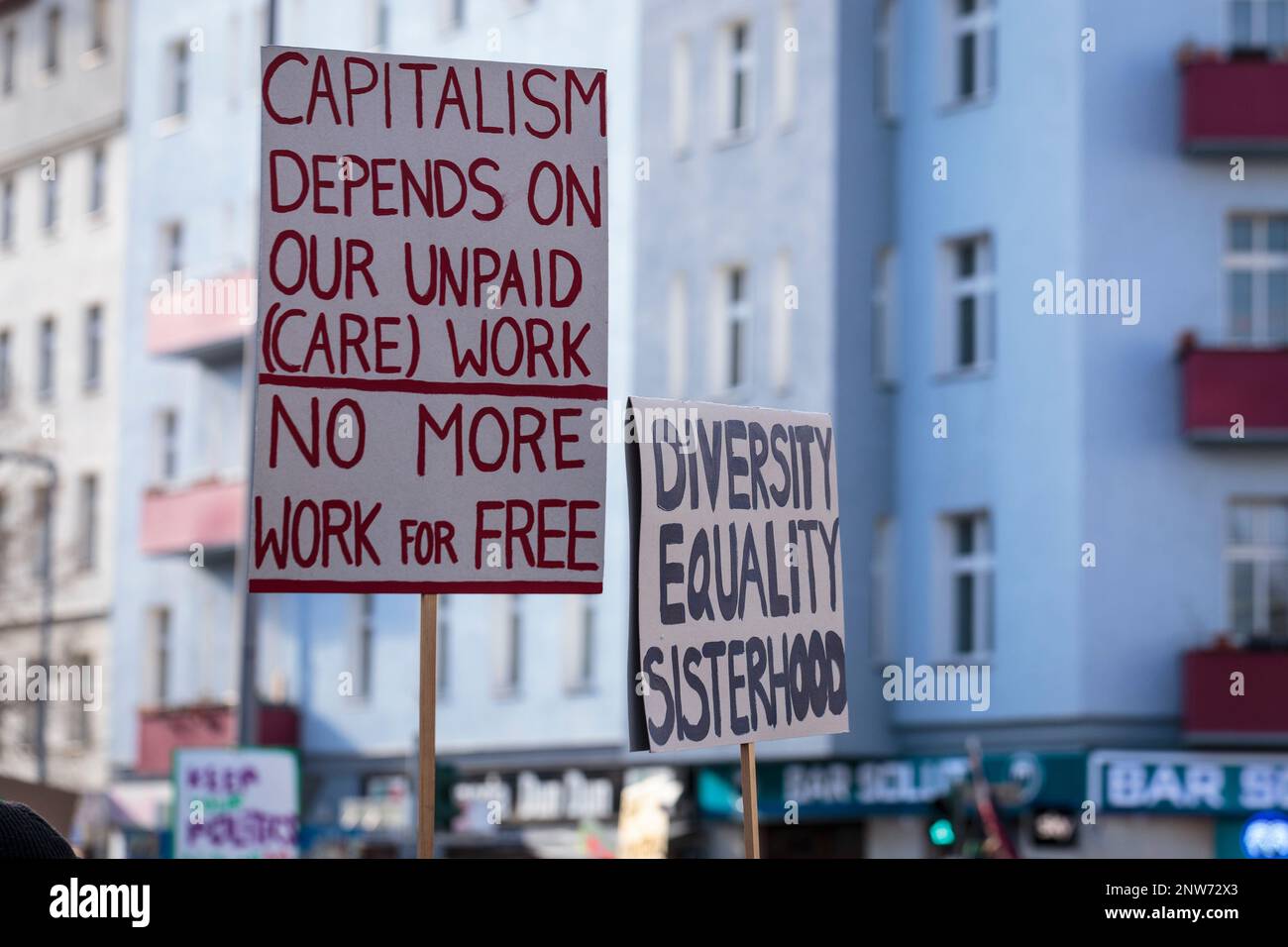 Berlin, Germany 3/8/2020 International Women's Day march. Makeshift ...