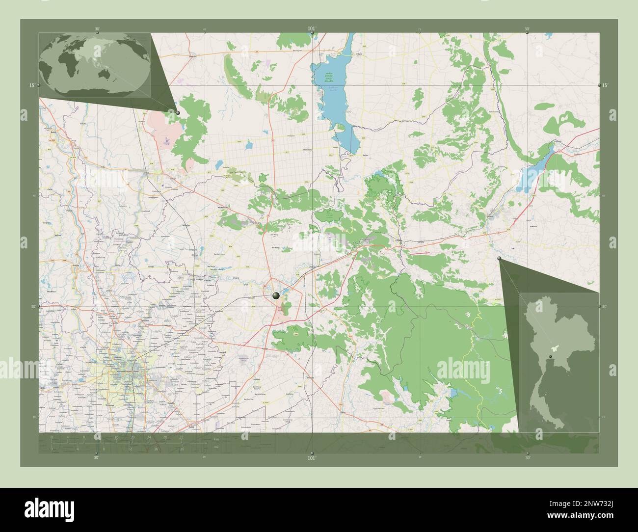 Saraburi, province of Thailand. Open Street Map. Corner auxiliary ...