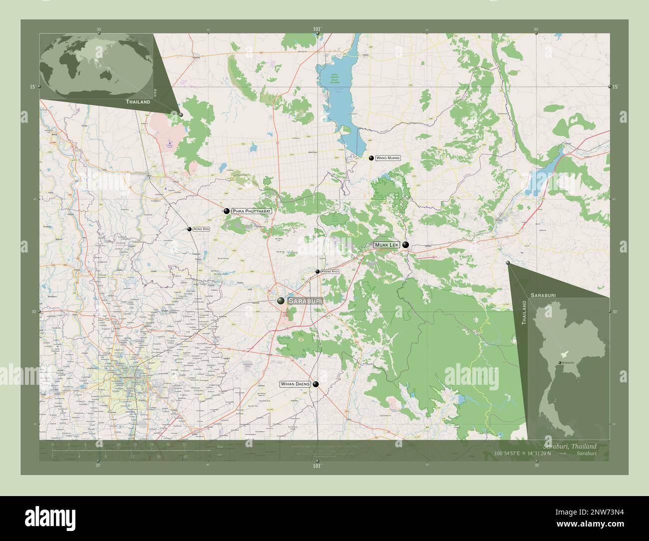 Saraburi, province of Thailand. Open Street Map. Locations and names of ...