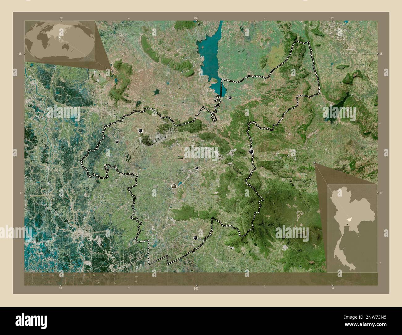 Saraburi, province of Thailand. High resolution satellite map ...