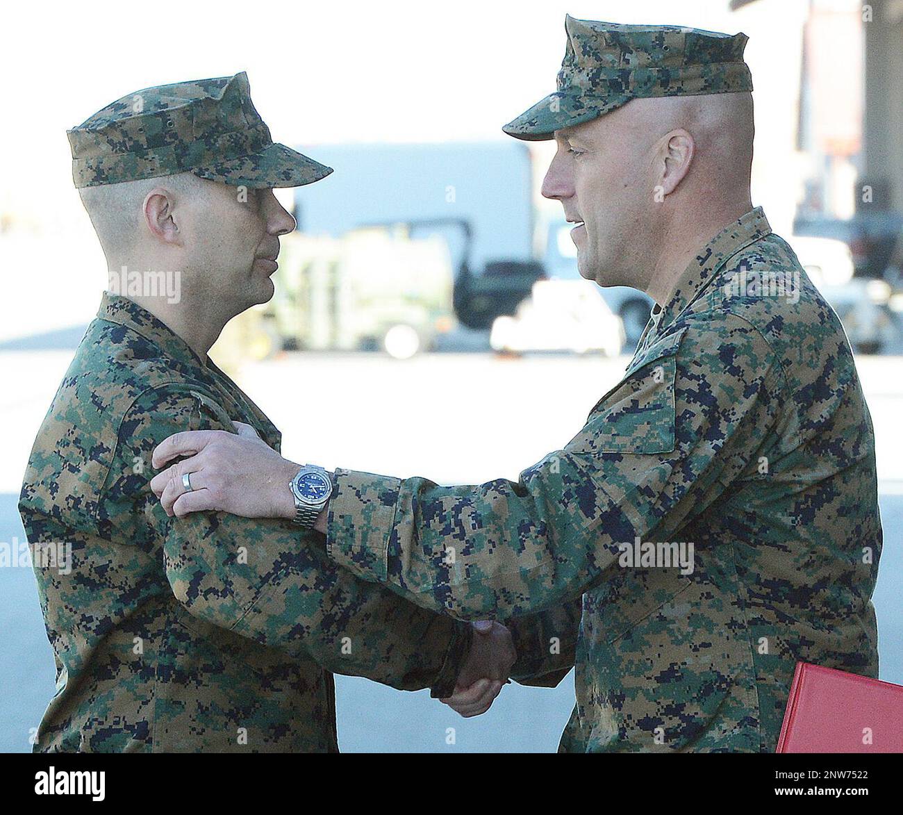 U.S. Marine Corps Col. William Sauerland Jr. (right), commanding ...