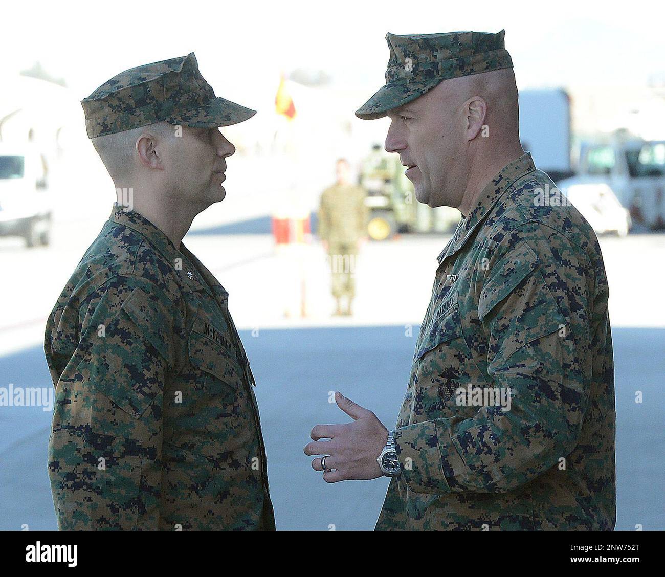 U.S. Marine Corps Col. William Sauerland (right), commanding officer ...