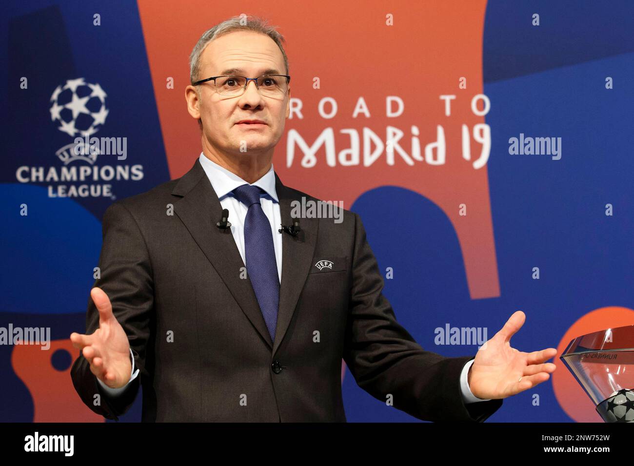 UEFA deputy secretary general Giorgio Marchetti speaks during the ...