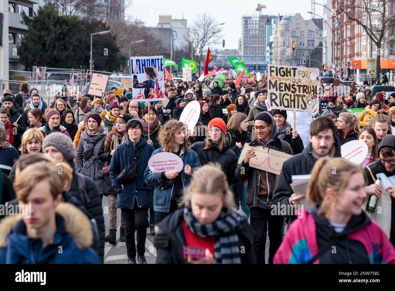 Berlin, Germany 3/8/2020 A large crowd marches during the International ...