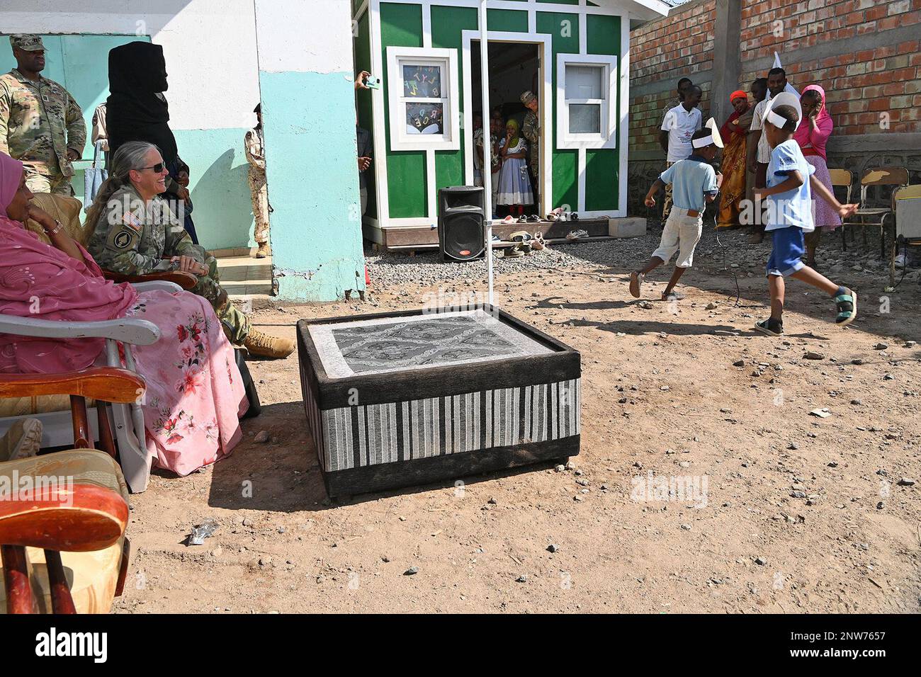 Students studying at the Balbala 3 School perform a play for U.S. Army ...