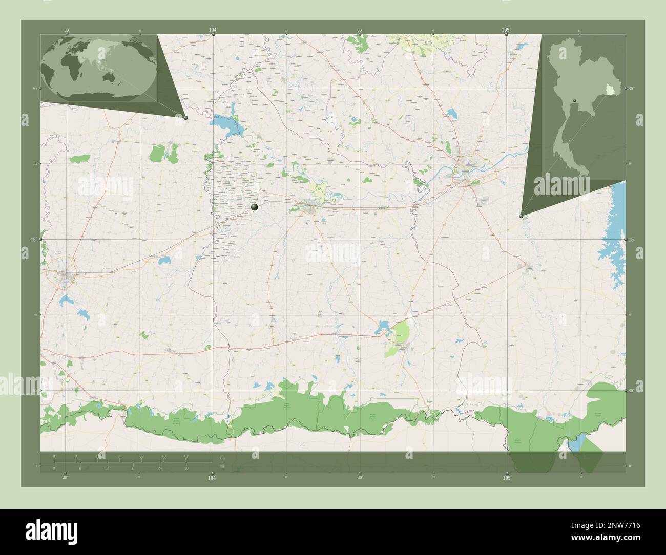Si Sa Ket, province of Thailand. Open Street Map. Corner auxiliary ...
