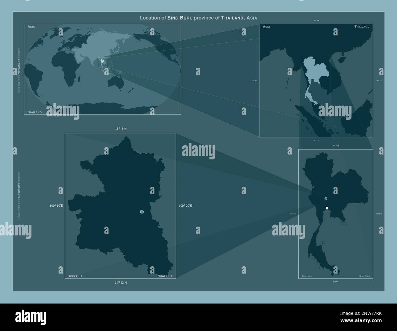 Sing Buri, province of Thailand. Diagram showing the location of the ...