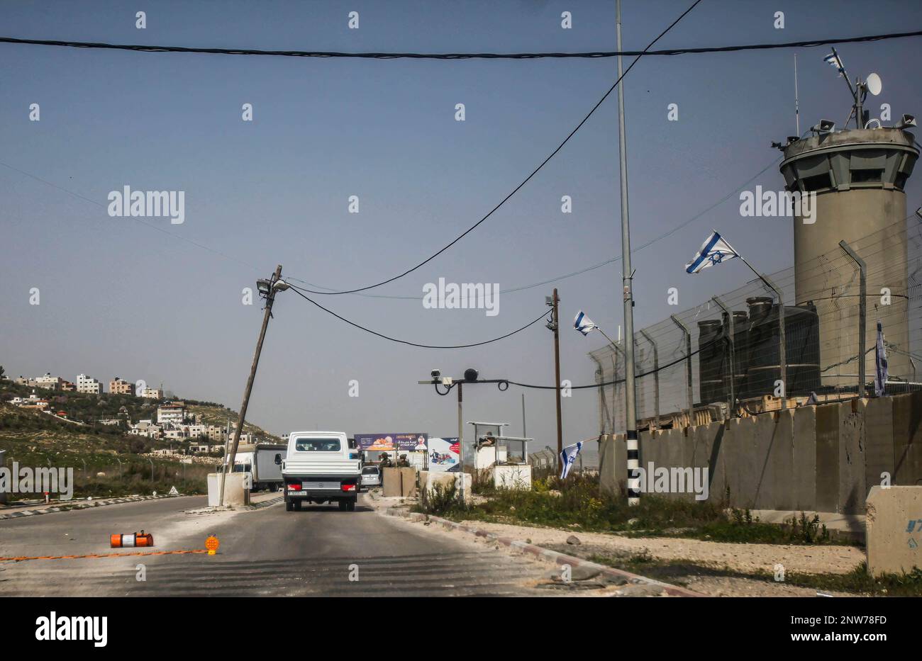 General view of the Hawara military checkpoint, which is under the ...