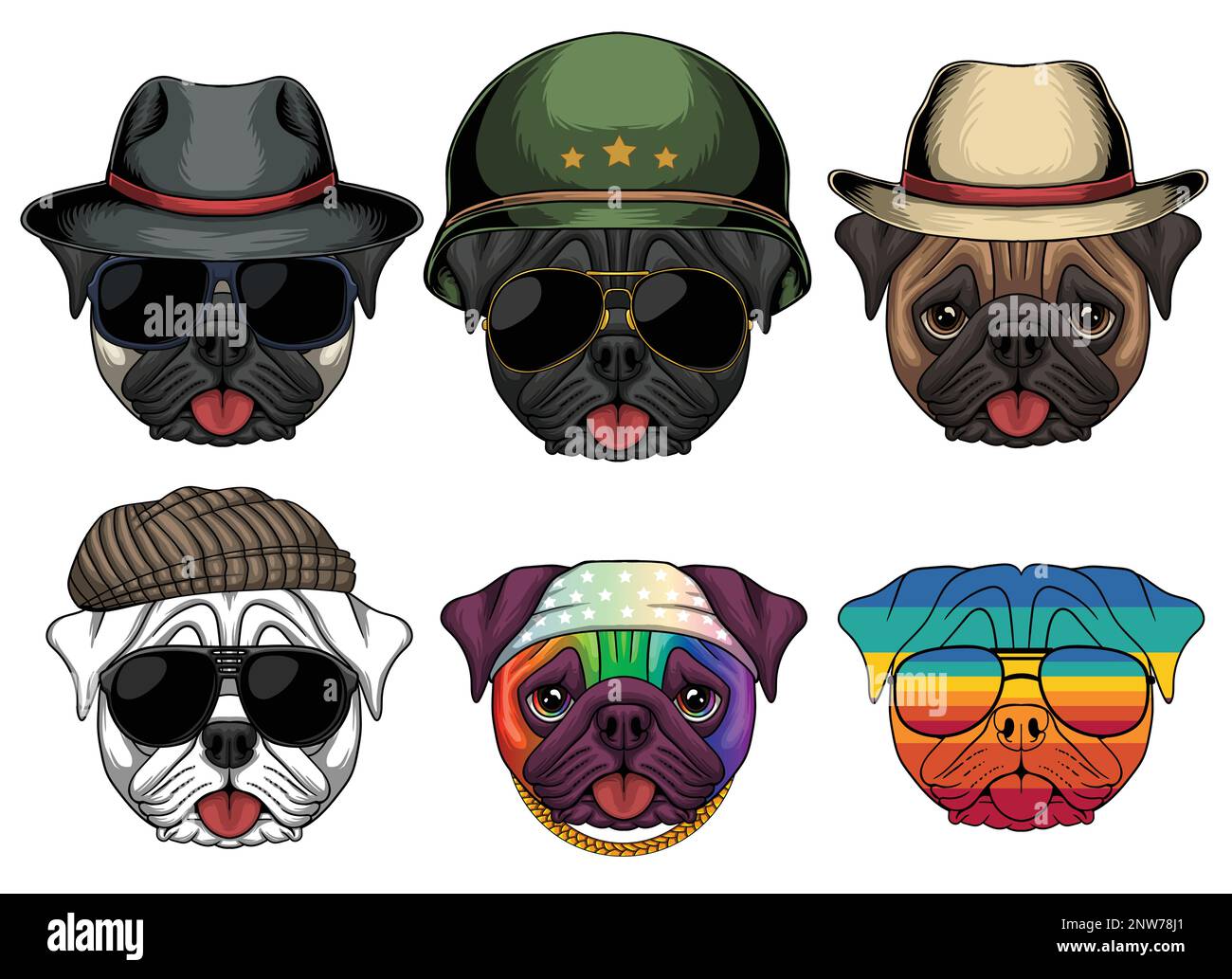 Cheerful pug Stock Vector Images - Alamy