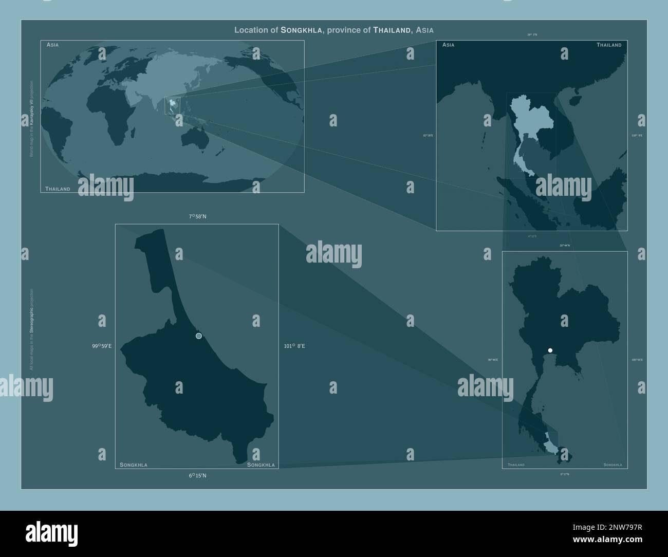 Songkhla, province of Thailand. Diagram showing the location of the ...