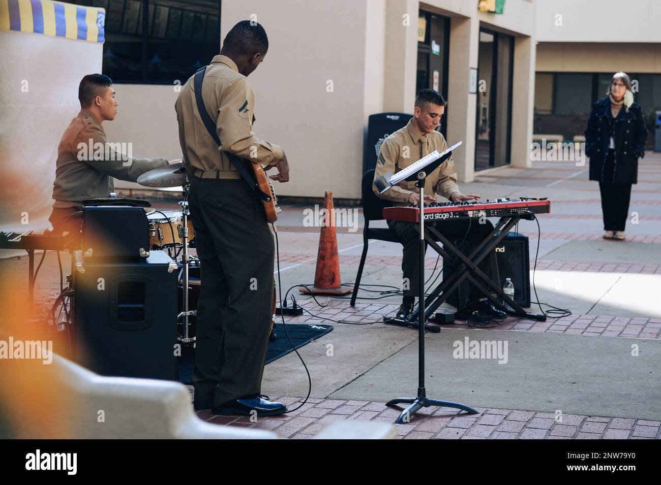 U.S. Marines with Marine Corps Band San Diego, perform as a jazz trio ...