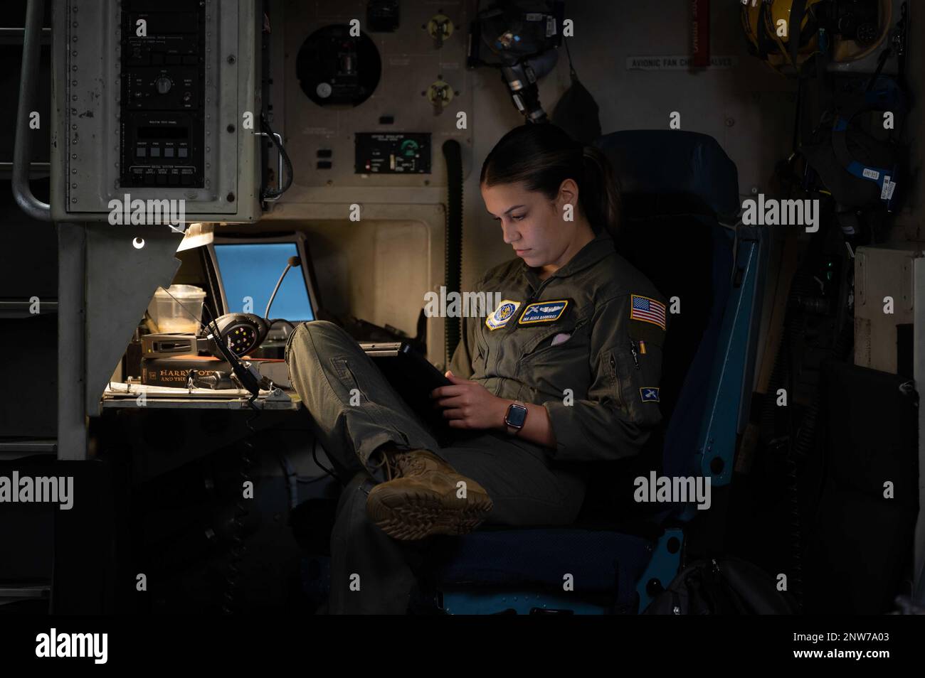 U.S. Air Force Senior Airman Aleea Barreras, a loadmaster from the 14th ...