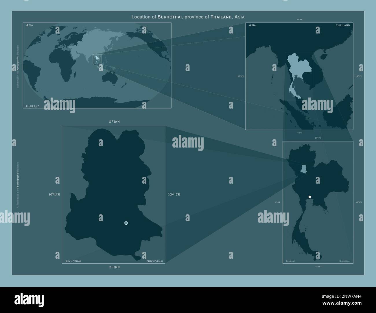 Sukhothai, province of Thailand. Diagram showing the location of the ...