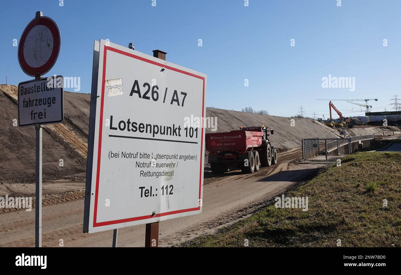 Hamburg, Germany. 28th Feb, 2023. A vehicle drives to the construction ...