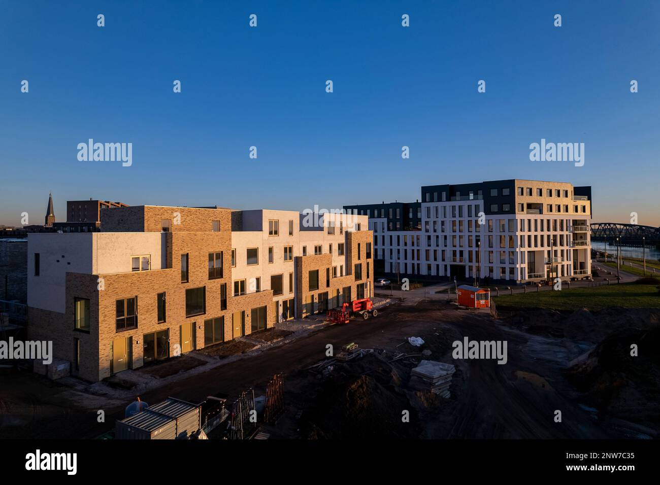 Sunset aerial view of PUUR21 new housing construction site part of ...