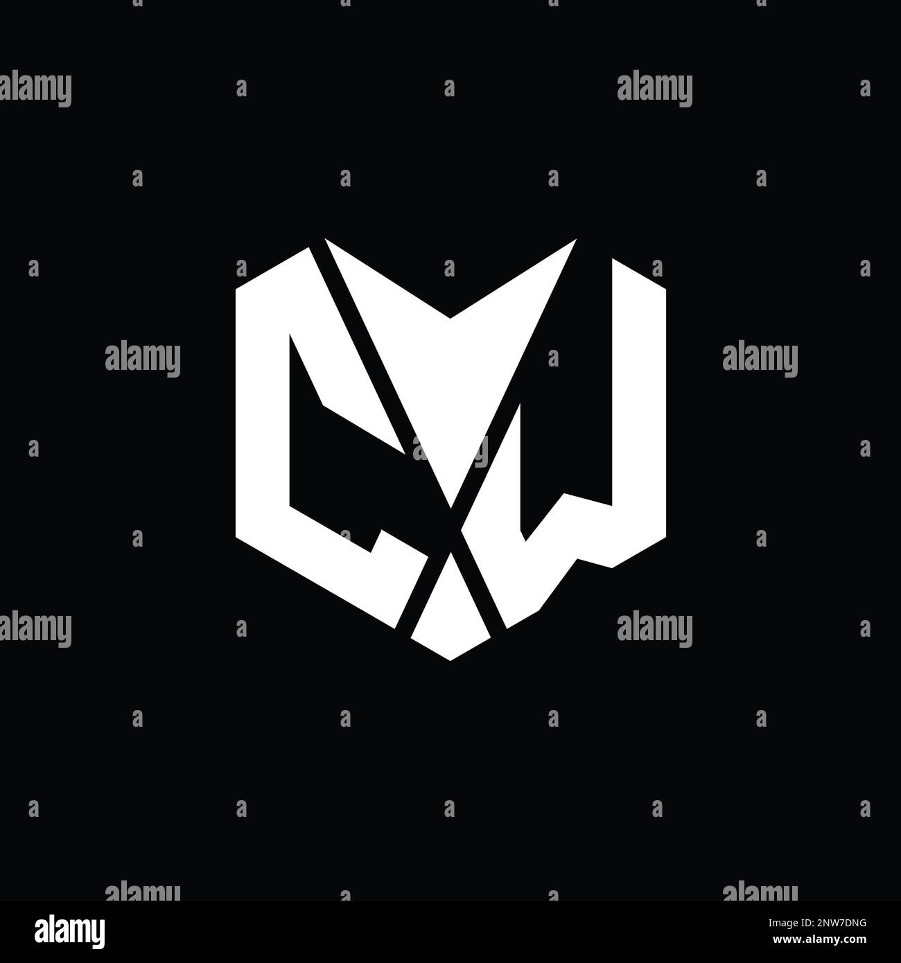 CW Logo monogram abstract hexagon shape vector images design template ...